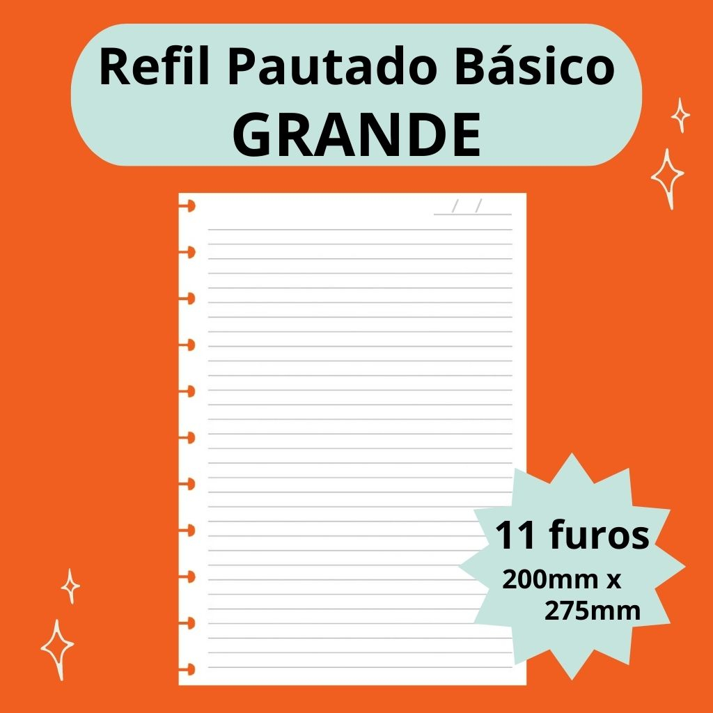 Refil Pautado Grande para Caderno de Disco Reposicionável | Shopee Brasil