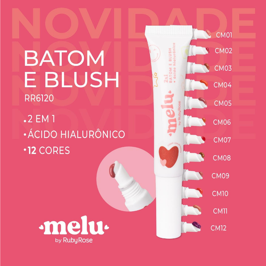 Batom e Blush Liquido 2x1 Melu by Ruby Rose | Shopee Brasil