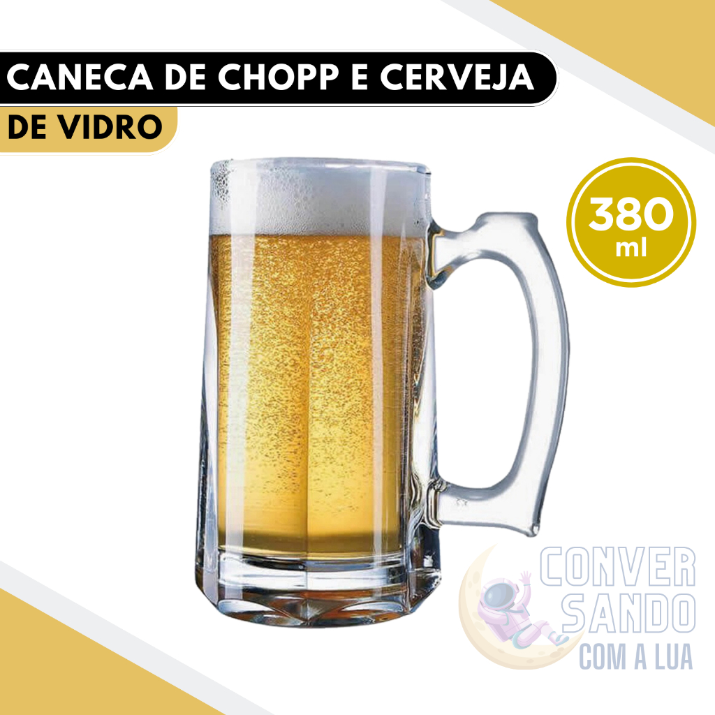 Caneca de Chopp e Cerveja de Vidro 0 grau Congelável 380ml Copo Bebida ...