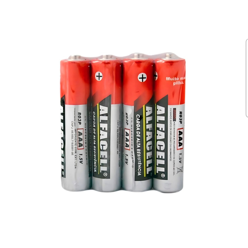Pilha Alfacell AA Comum Alta Resistência Kit 4 Unidades- Envio Rápido ...
