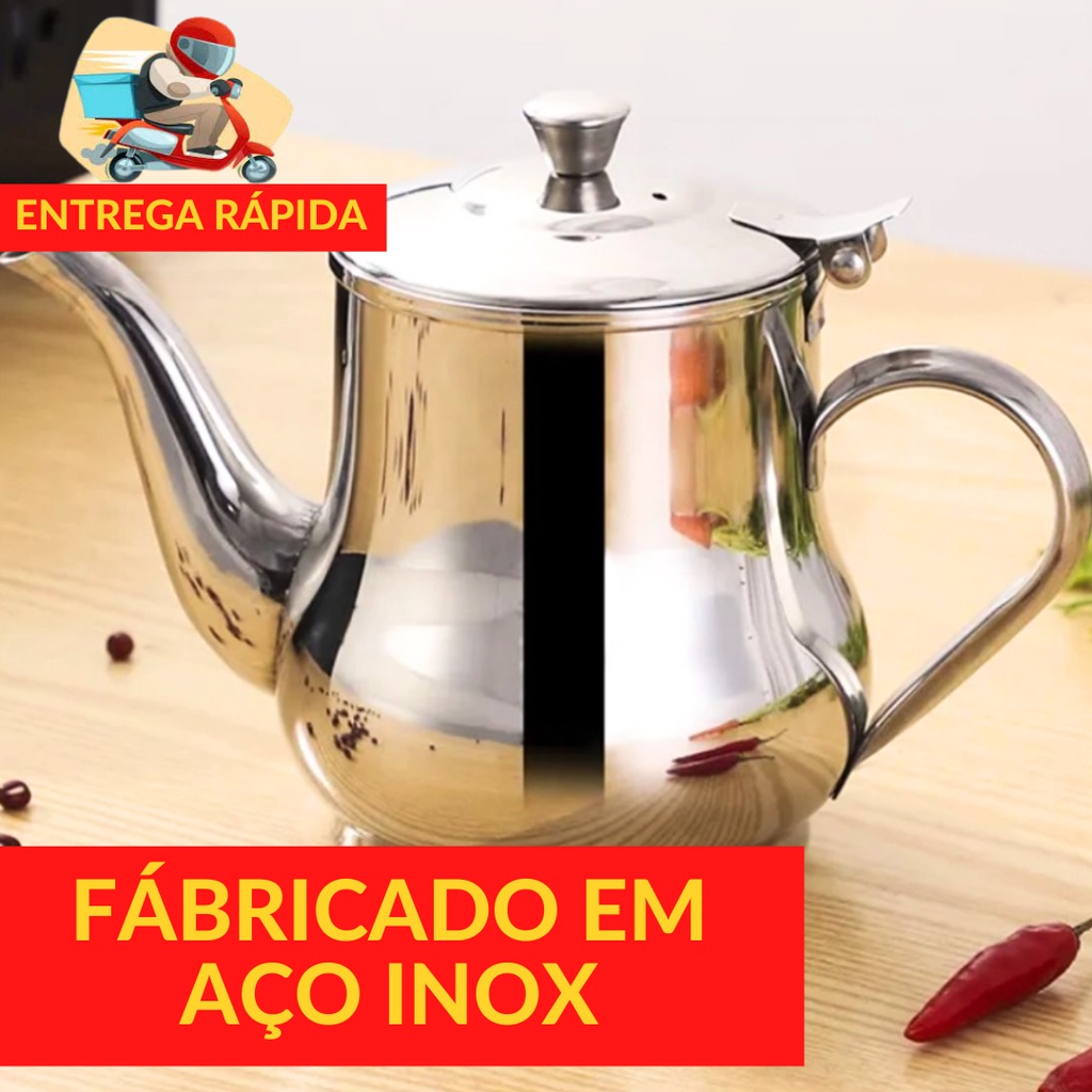 Mini Bule de Inox 420ml - Bule Pequeno com Alça para Servir Cha e Cafe ...