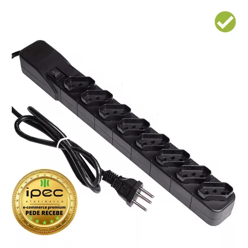 Filtro De Linha 8 Tomadas Bivolt Preto Com Cabo 1.20M - Ipec | Shopee Brasil