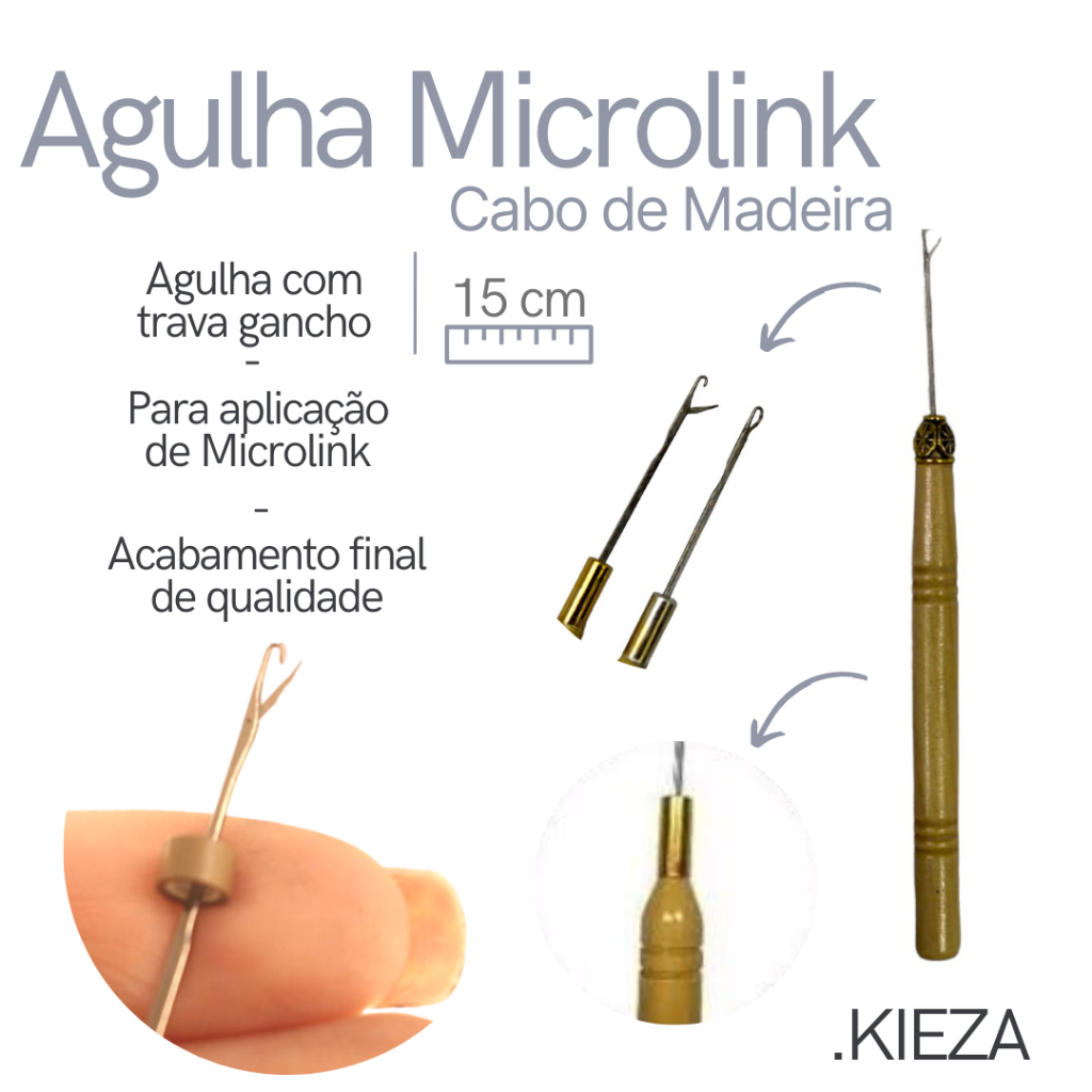 Agulha Com Cabo de Madeira - Para Colocação De Mega Hair - Com Gancho ...