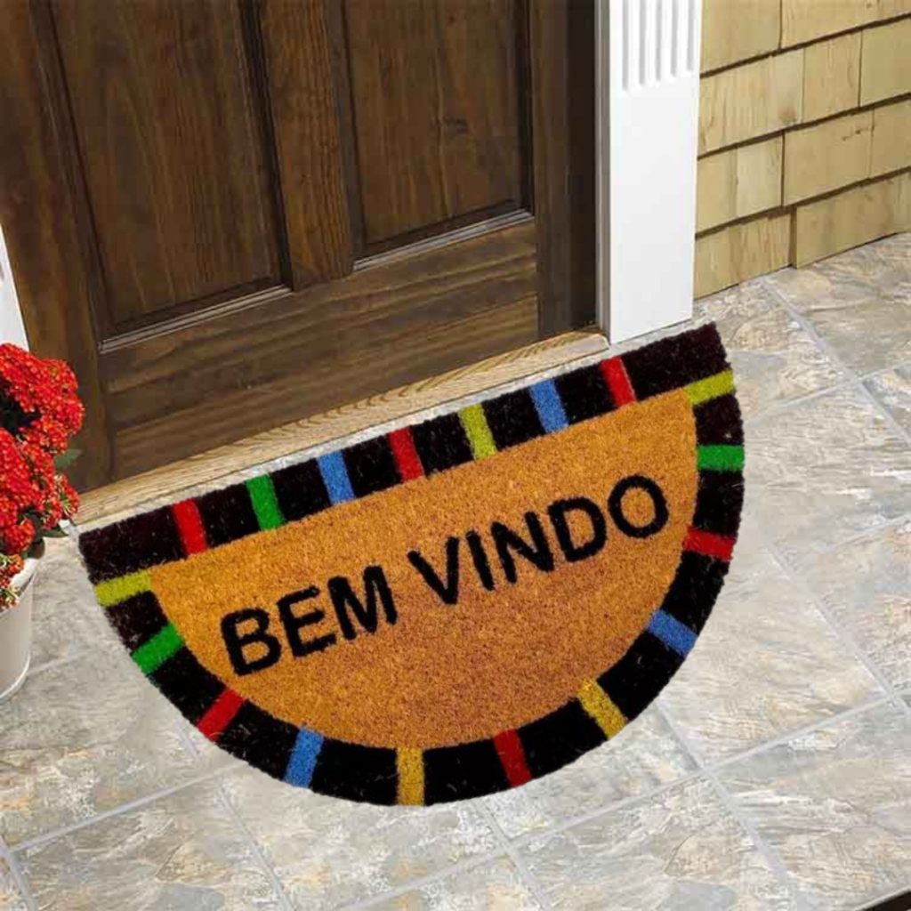 Tapete Para Porta De Entrada Meia Lua Fibra De Coco Vários Modelos E Estampas | Shopee Brasil