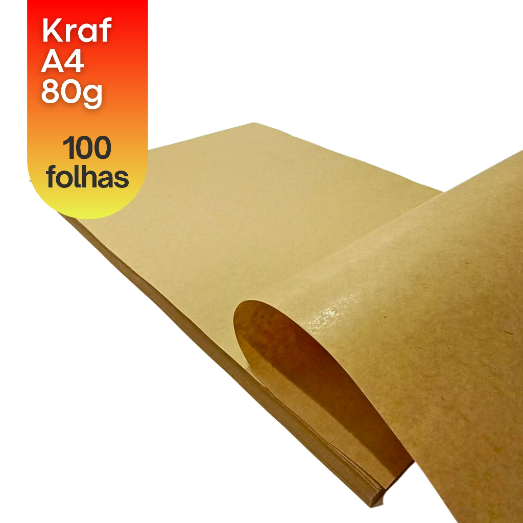 100 Folhas Papel Kraft Pardo Monolucido - A4 - 80gr | Shopee Brasil