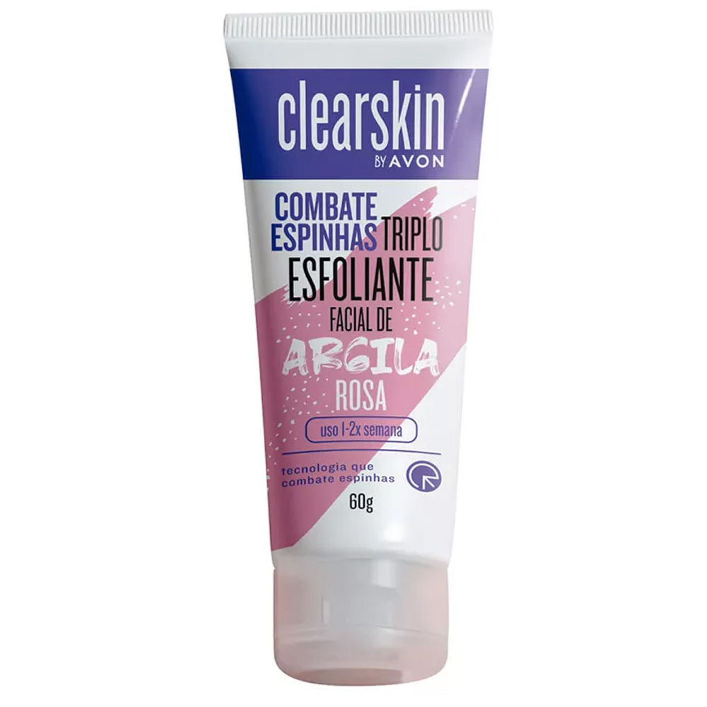 Esfoliante Facial Triplo de Argila Rosa combate espinhas clearskin skincare Avon 60g | Shopee Brasil
