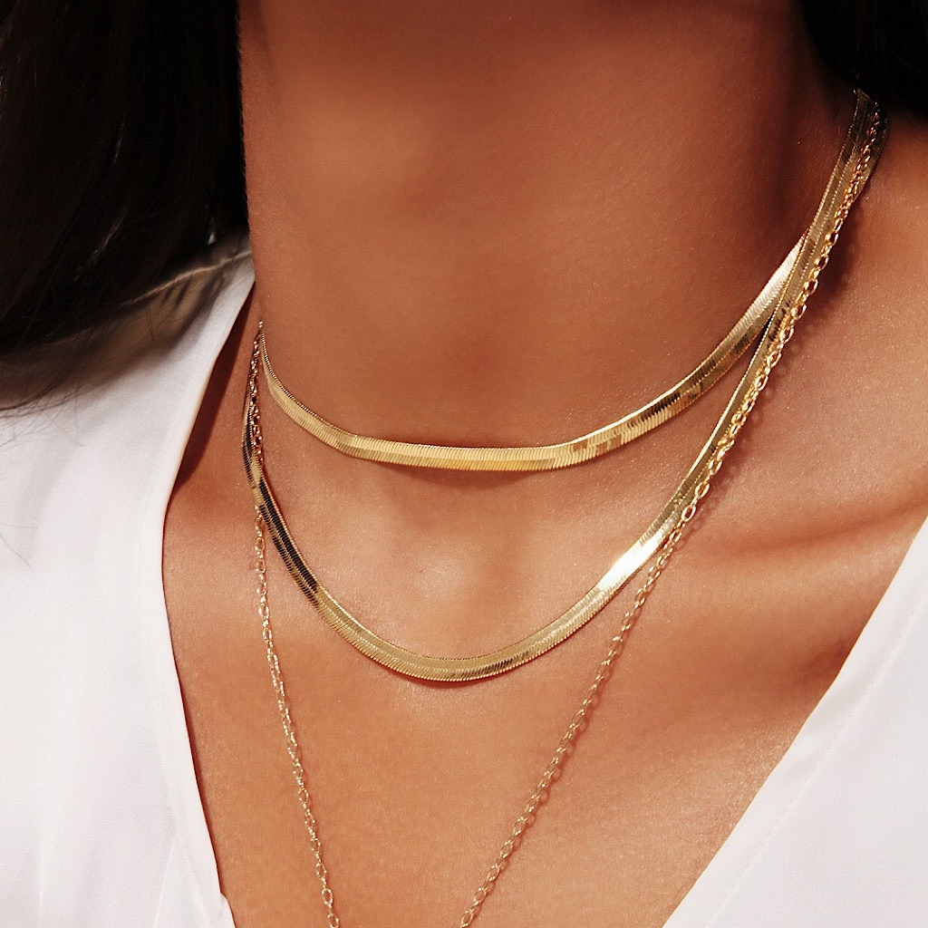 Conjunto Colar + Choker Gargantilha Fita Laminado Banhado Ouro Conjunto ...