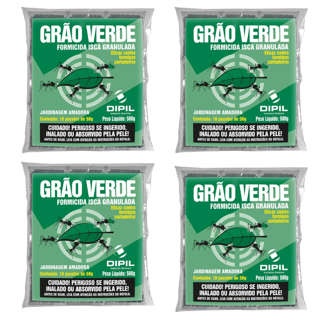 Formicida Isca Granulada Grão Verde - Kit com 04 unidades 500g (40 ...