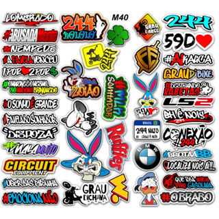 Cartela de adesivos 40 unidades - para Bike Carro Moto Capacete impreshow grau coelho 244 ...
