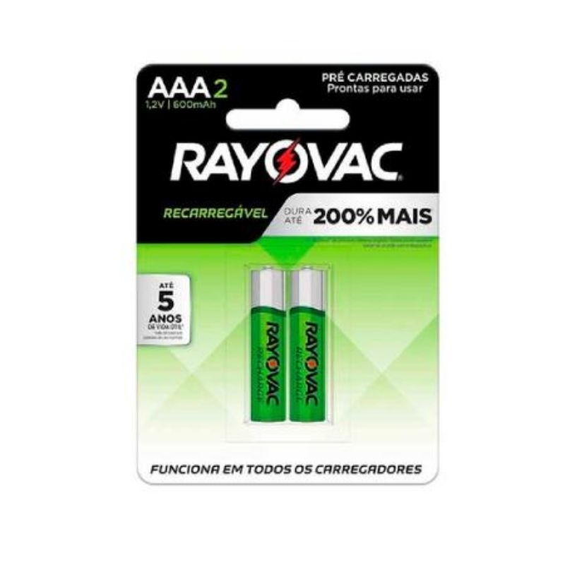 PILHAS RAYOVAC AAA2 RECARREGÁVEL. | Shopee Brasil