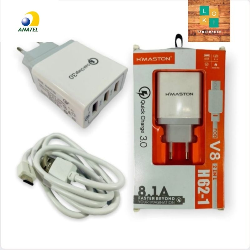 Carregador Completo com Função Turbo Para Entrada Micro USB ( V8 ...