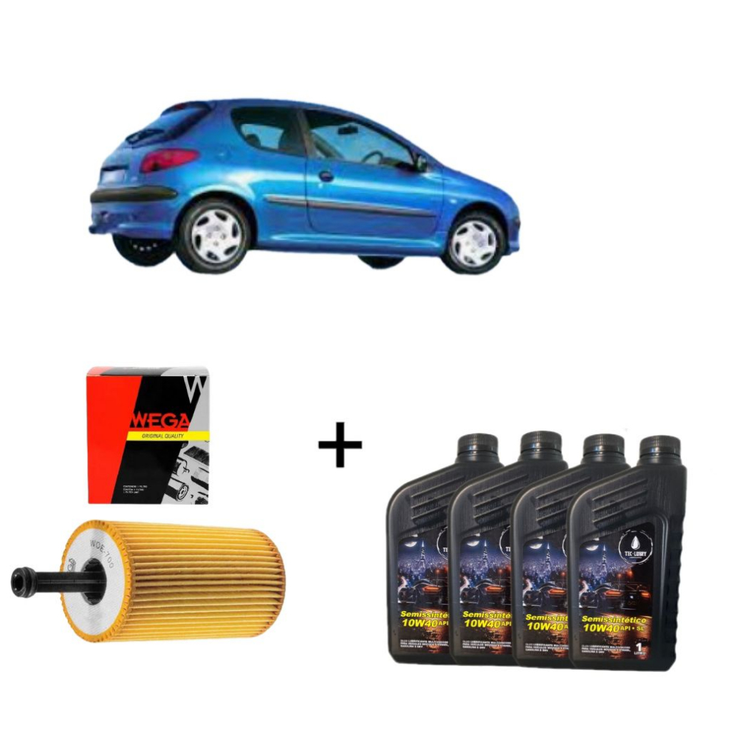 KIT 4 LITROS DE ÓLEO SEMESINTÉTICO PEUGEOT 206/ 10W40 STREET E FILTRO COM HASTE | Shopee Brasil