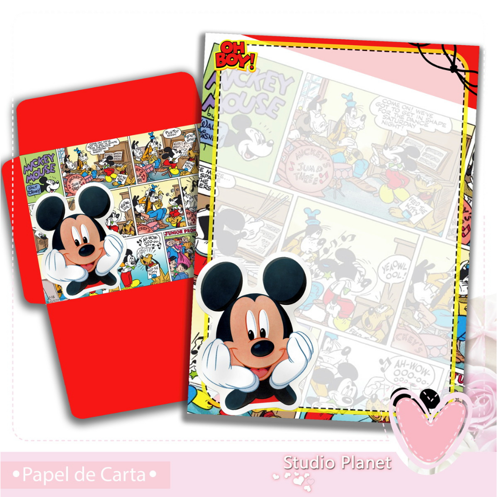 Papel de Carta Mickey Mouse (04 Papéis e 02 Envelopes) | Shopee Brasil