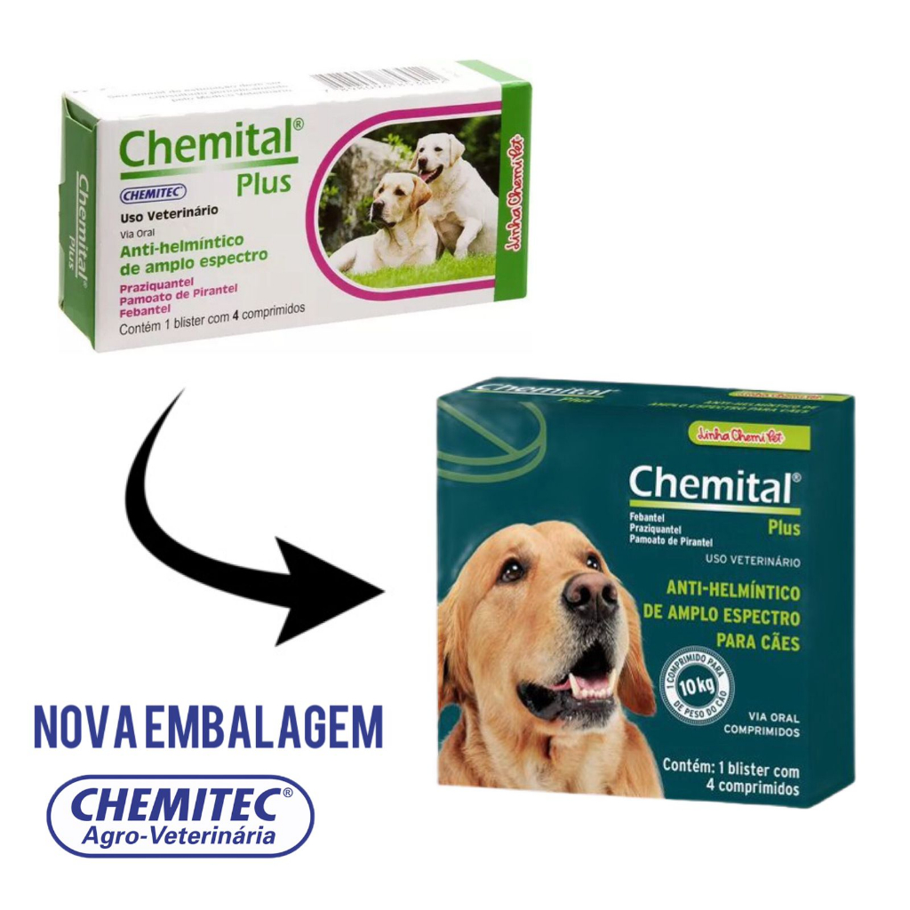 Chemital Plus 4 Comprimidos P/ Cães - Vermífugo | Shopee Brasil