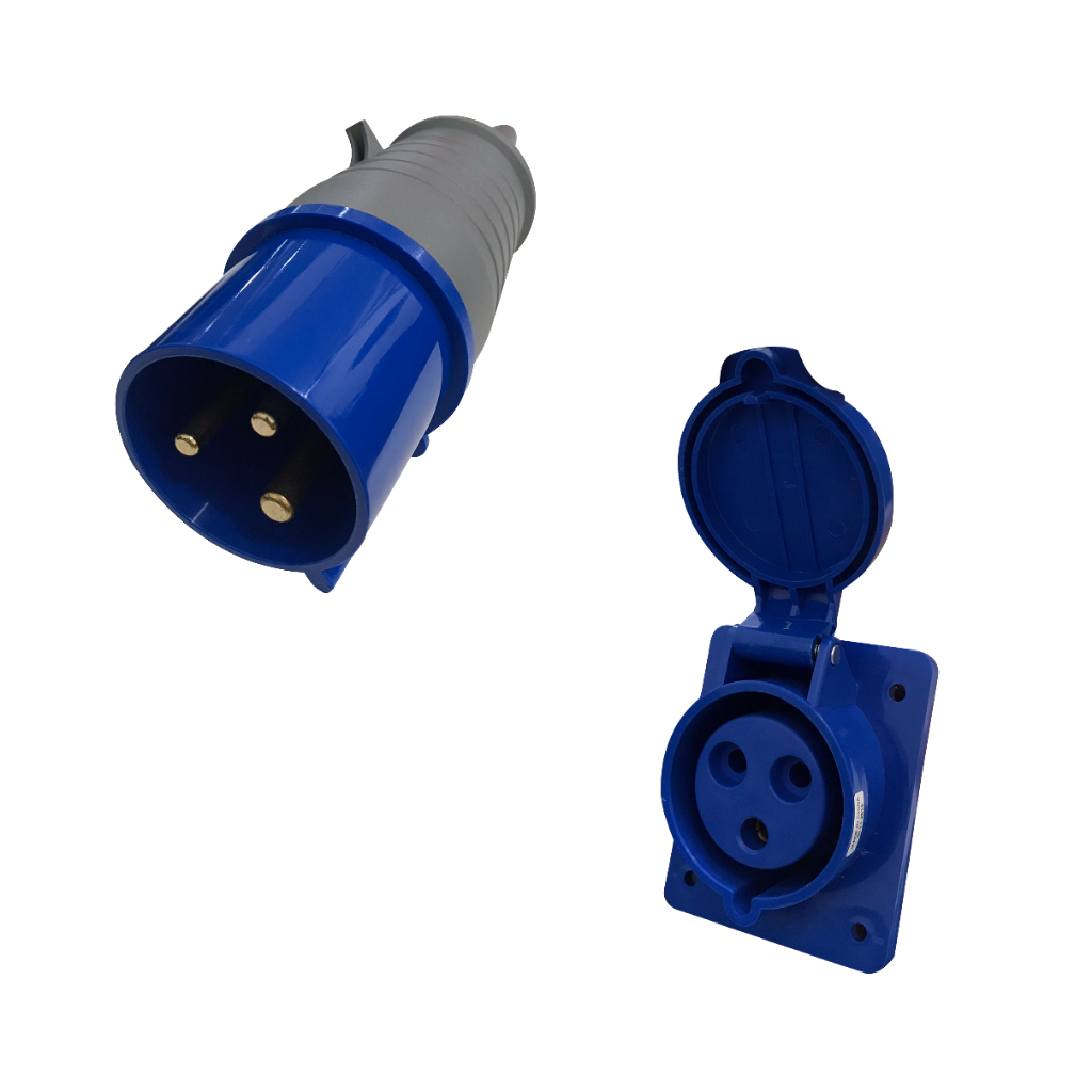 Plug Industrial 16a 3p+t 220v 9h + 1 Tomada De Embutir | Shopee Brasil