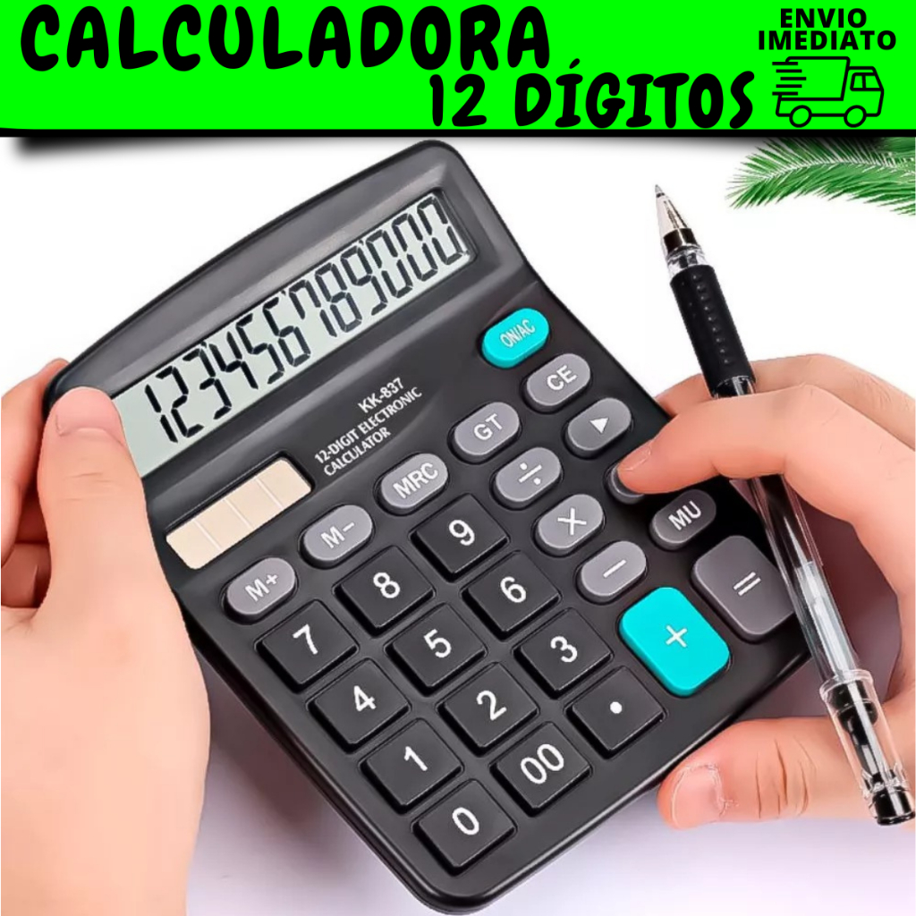 Calculadora Eletrônica De Mesa Grande 12 Dígitos Pilha Solar Comércio Casa Escritório Escolar ...