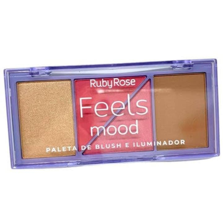 Paleta de Blush Iluminador e Contorno Feels Mood 01 Ruby Rose | Shopee Brasil