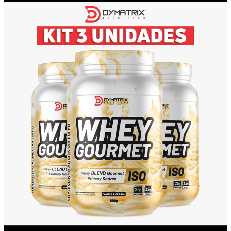 KIT 3 WHEY ISO GOURMET PROTEIN DYMATRIX 2,7KG | Shopee Brasil