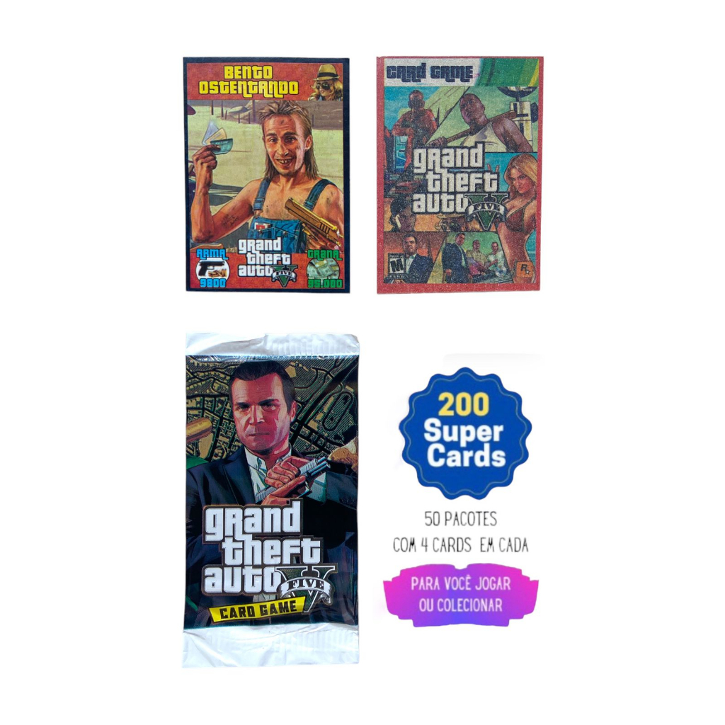 Cards GTA V Five 200 Figurinhas = 50 Pacotinhos com 4 Cards | Shopee Brasil