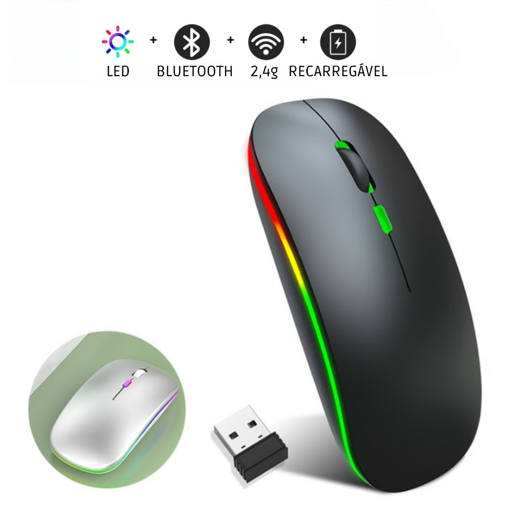 Mouse Sem Fio Recarregavel Para Notebook Mac Bluetooth Mause Wireless ...