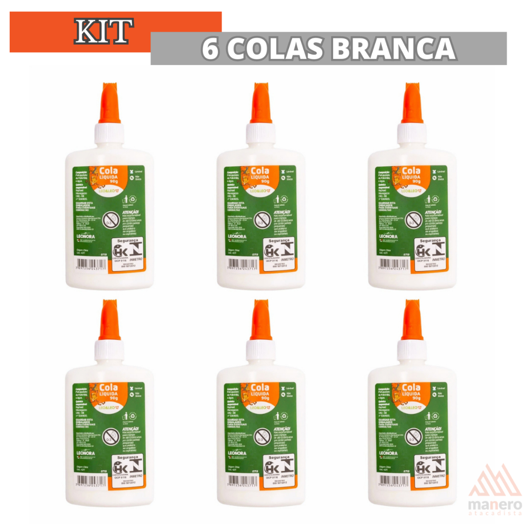 Kit com 6 Colas Escolar Branca 90g - Cola Leo Leo | Shopee Brasil