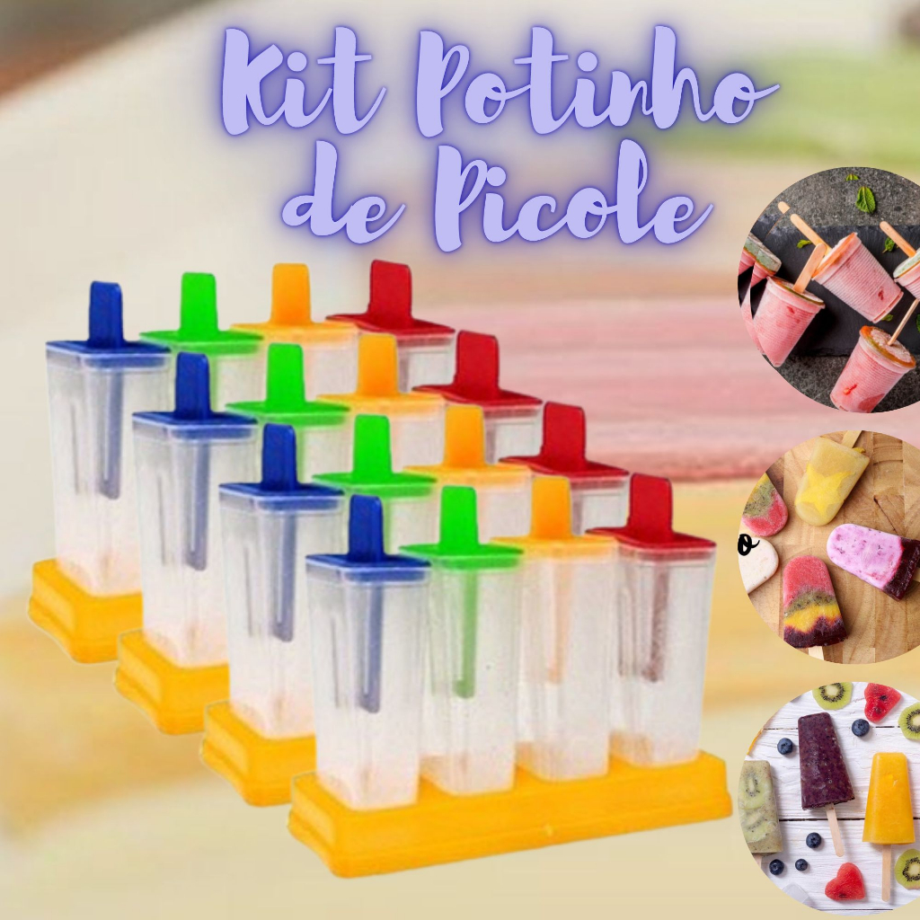 Forma De Picole Kit Com 4 Unidades Com 16 Potes De 50 Ml Bl Festo ...