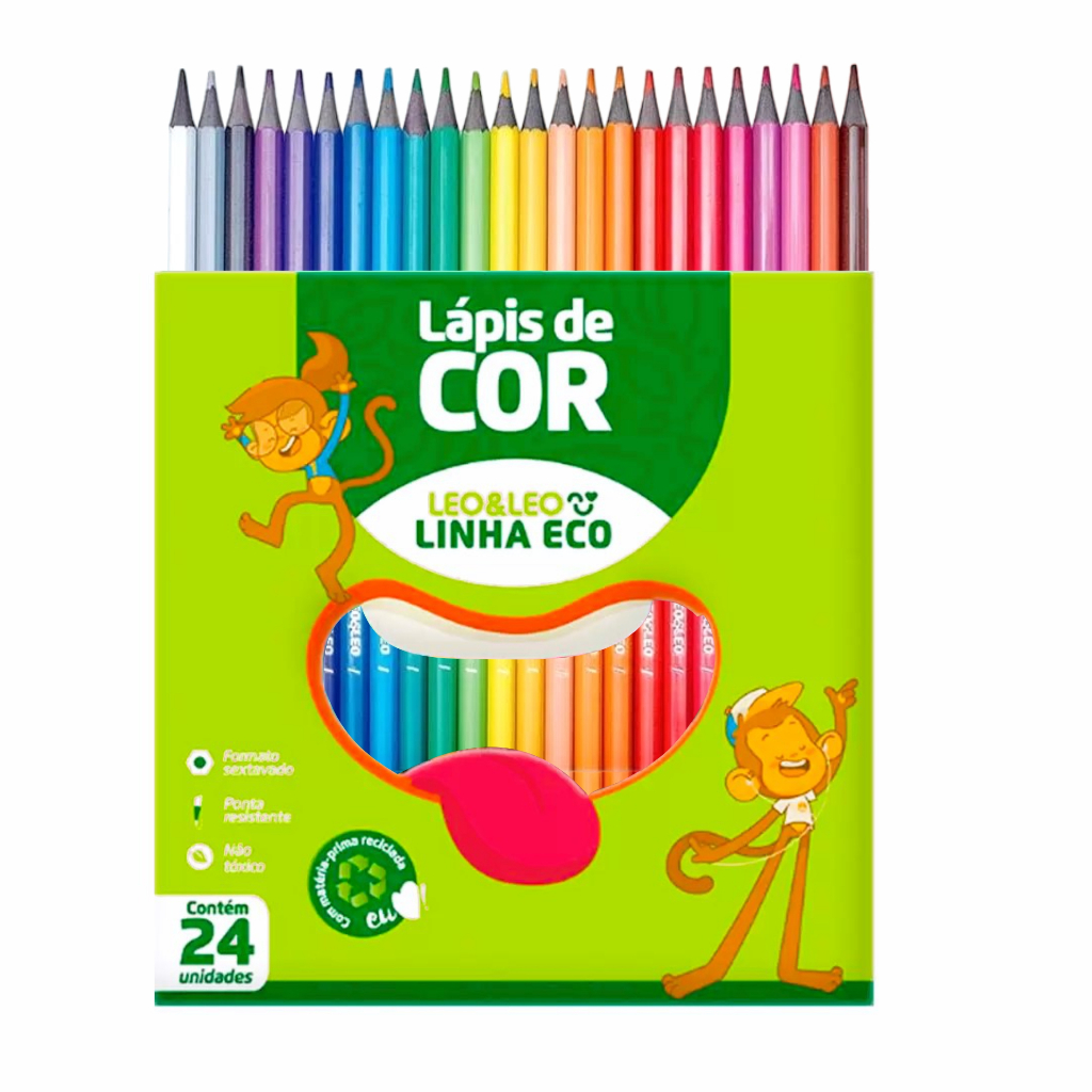 Lápis de Cor 24 Cores Léo e Leo | Shopee Brasil