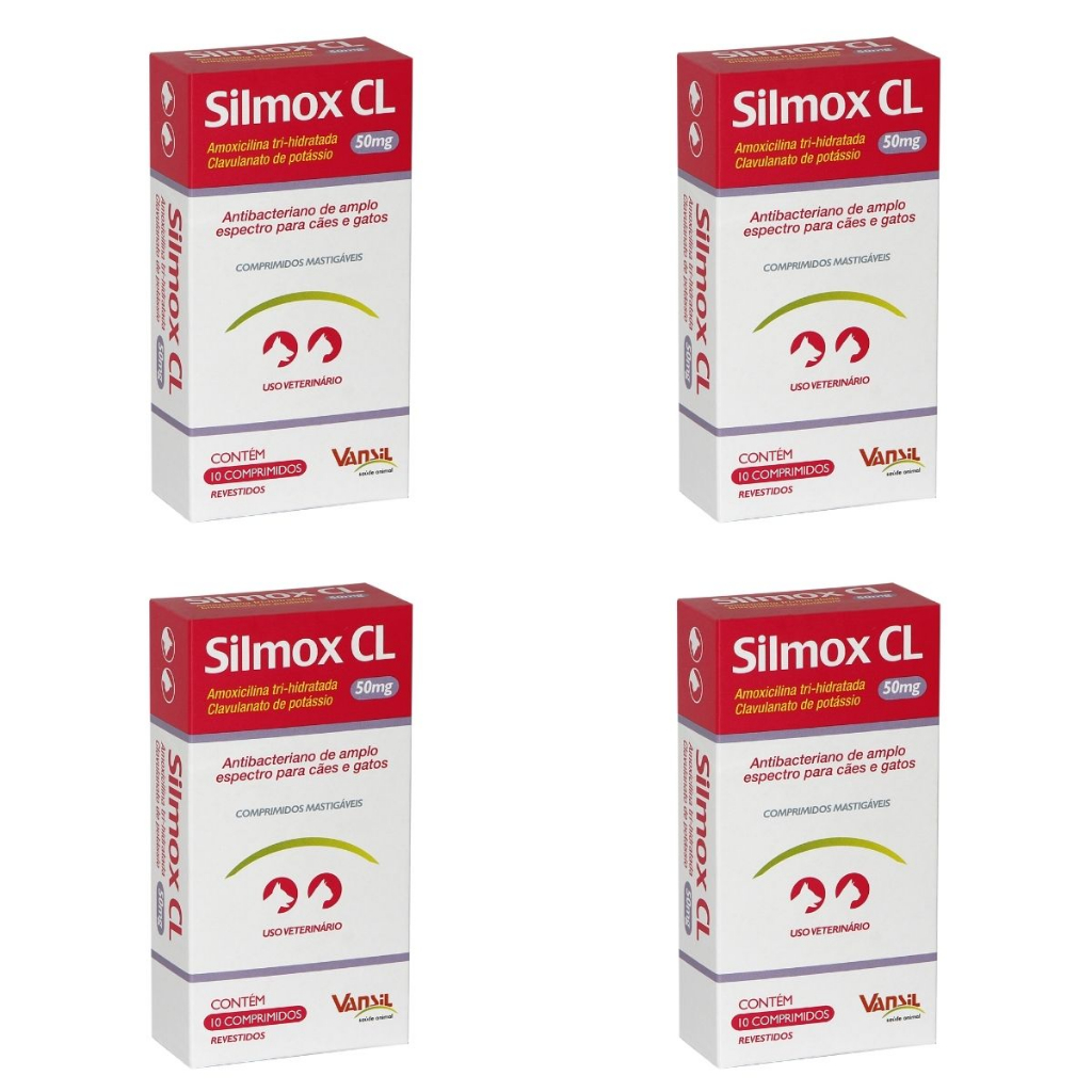 Kit 4 Antibacteriano Silmox Cl 50mg 10 Comprimidos - Vansil | Shopee Brasil