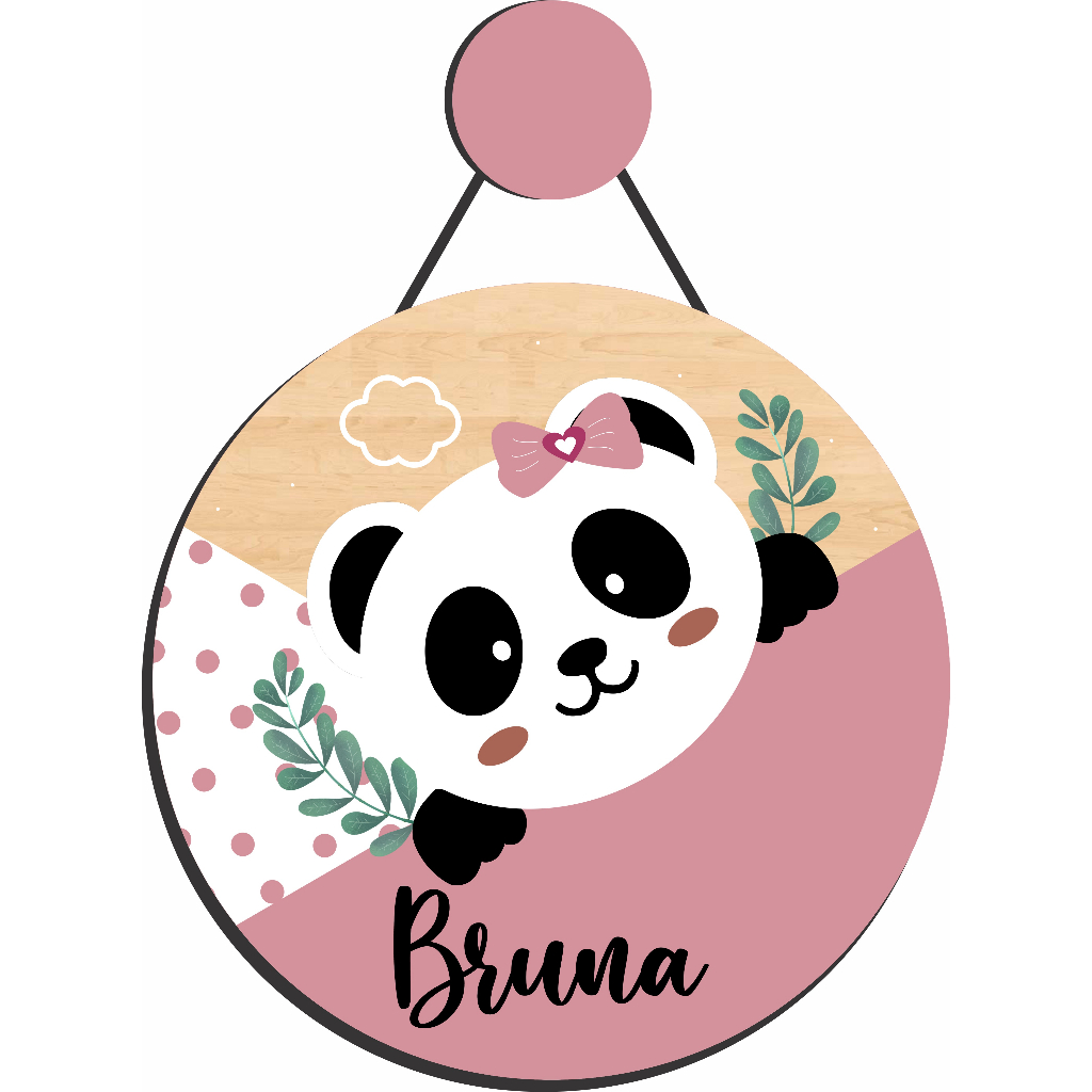 Enfeite Porta Maternidade Panda Menina - Quarto Infantil Nome ...
