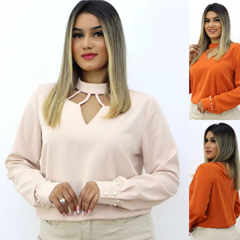 Blusa feminina elegante Blusa social feminina Camisa feminina Luxo ...