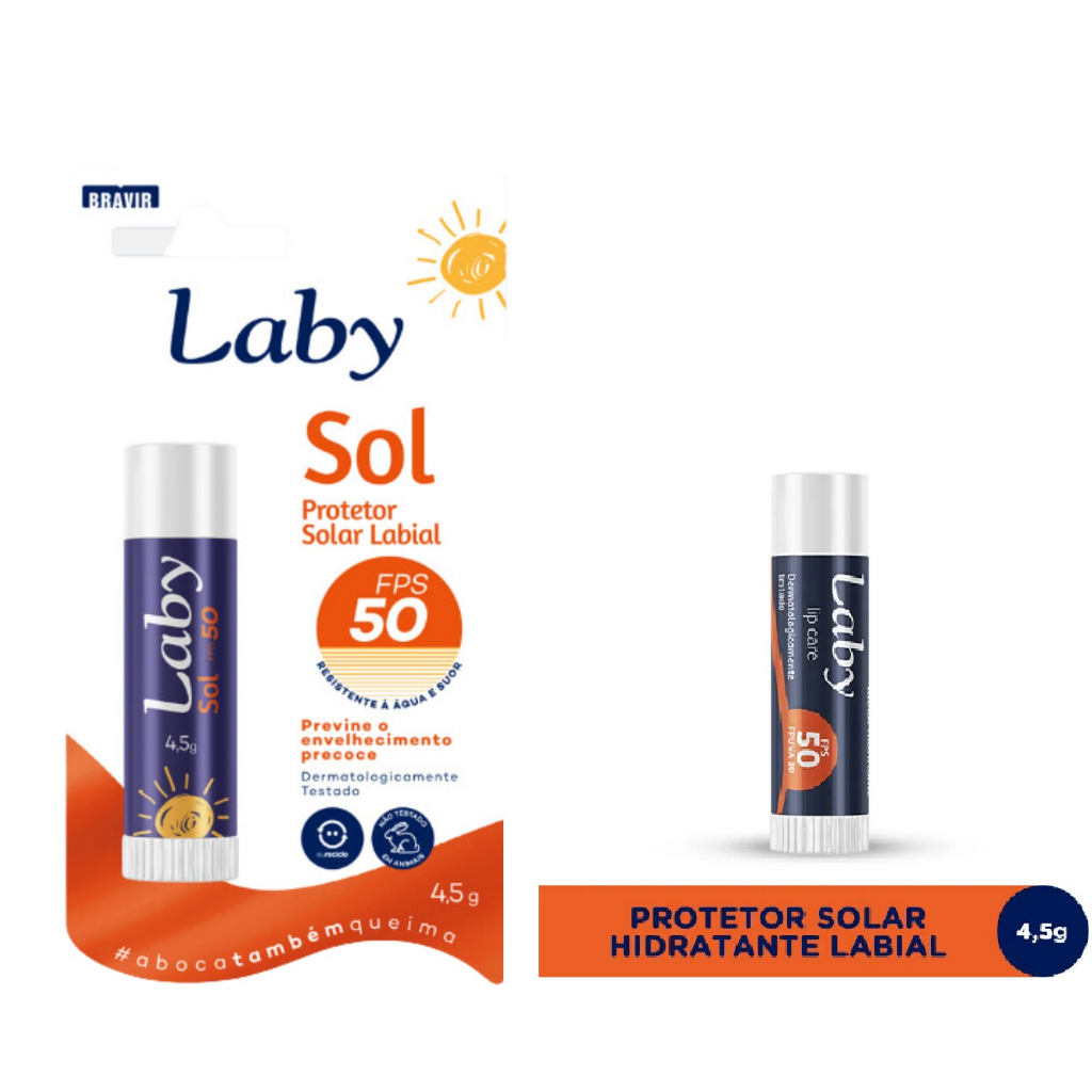 Protetor Labial Laby Sol Fator 50 de Proteção - Bravir 4,5g | Shopee Brasil
