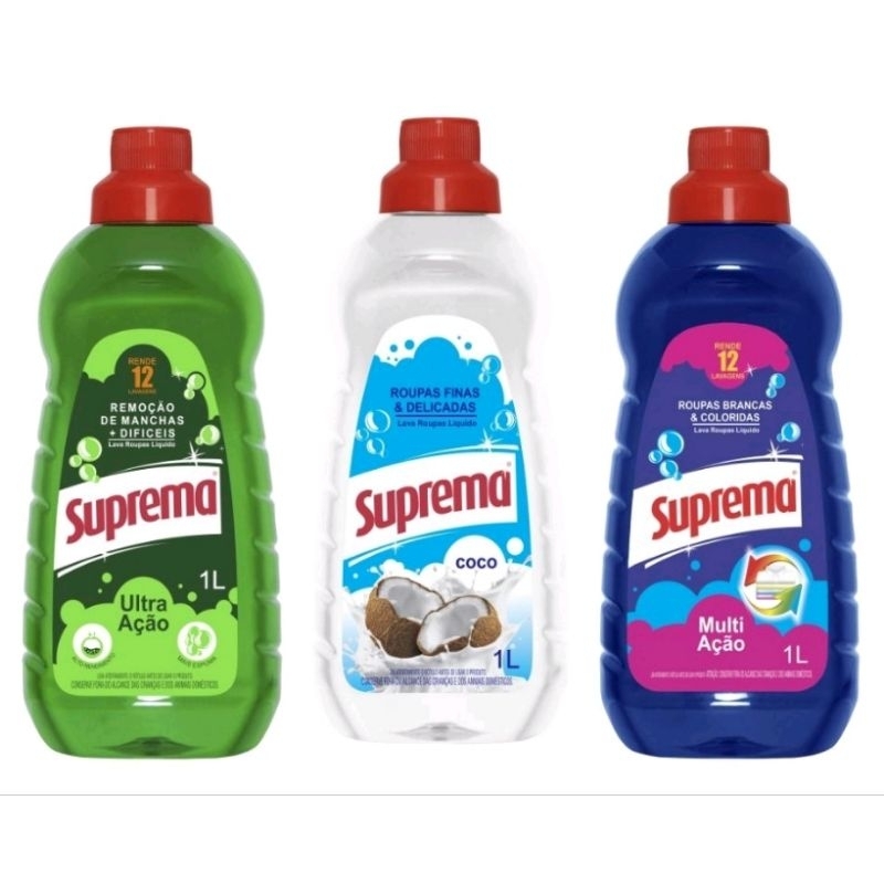 Kit Lava Roupas Líquido Suprema 1 Litro - 03 Unidades | Shopee Brasil