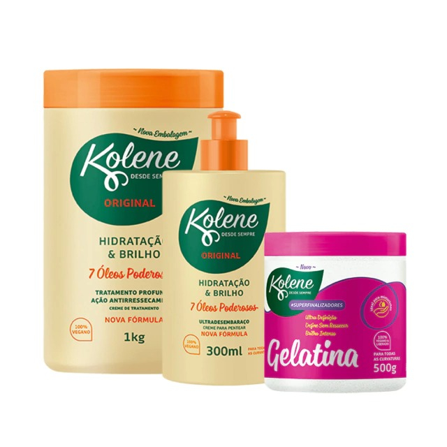 Kit Kolene Original – Hidratação e Finalização Poderosas | Shopee Brasil