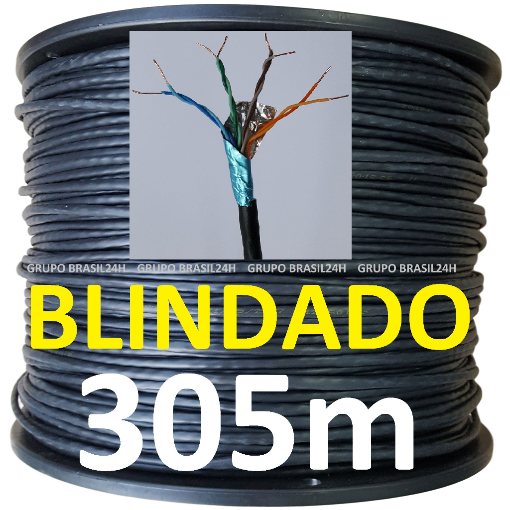 Cabo Rede Cat5e 305m Preto Ftp Blindado LAN Internet Connect | Shopee ...
