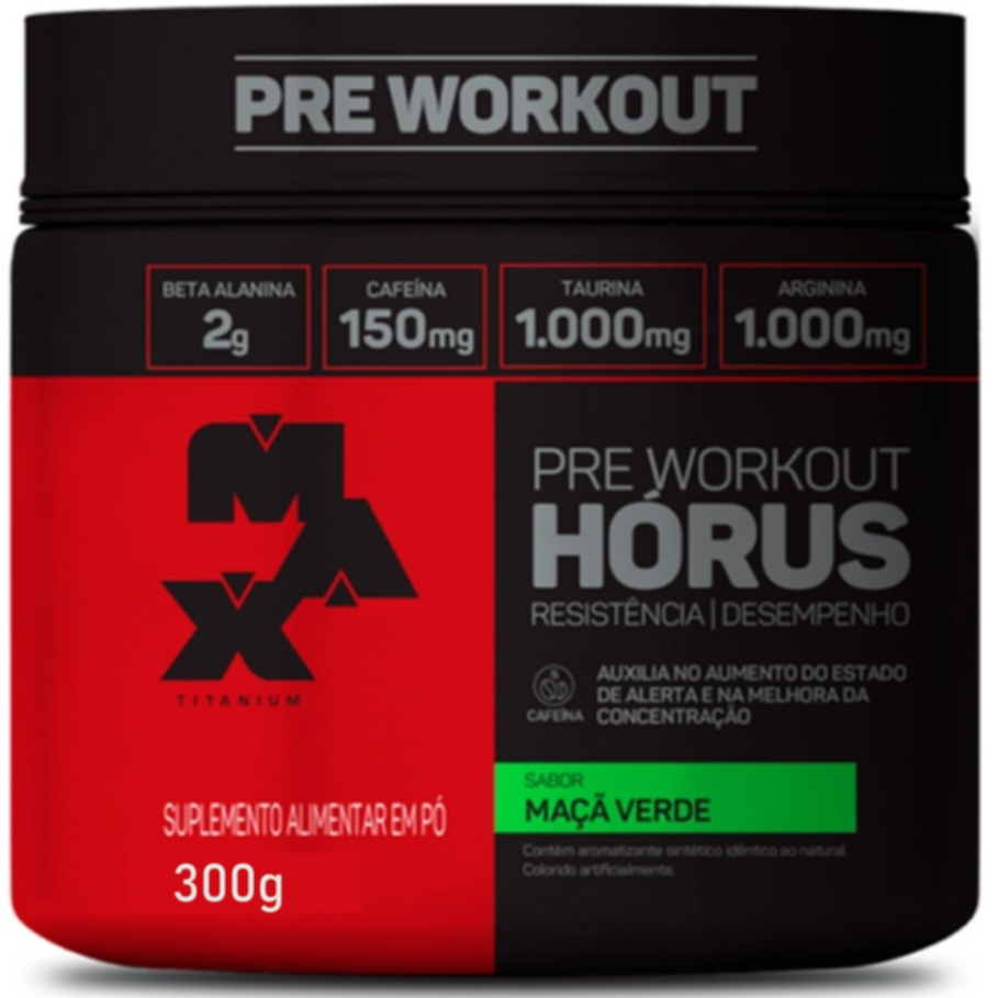 PRE TREINO HORUS MAX TITANIUM 300G - PRE WORKOUT TODOS OS SABORES ...