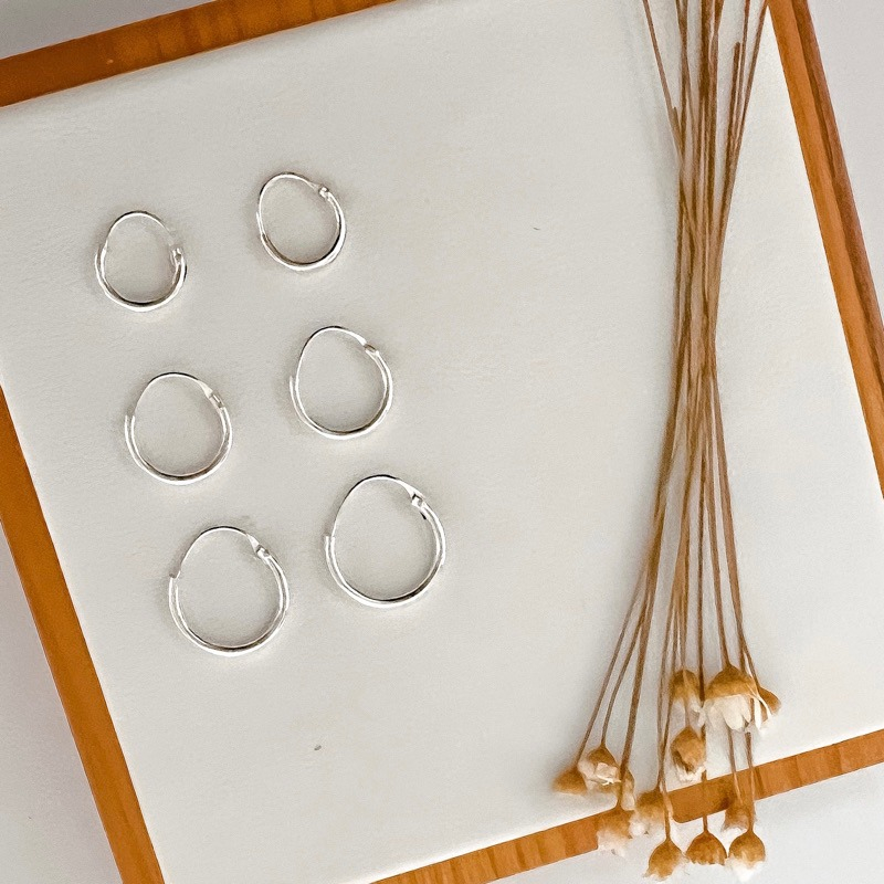 Trio de Brincos de Argolas Delicadas em Prata 925 Original Kit Argolinhas ou par 9mm 10mm e 12mm ...