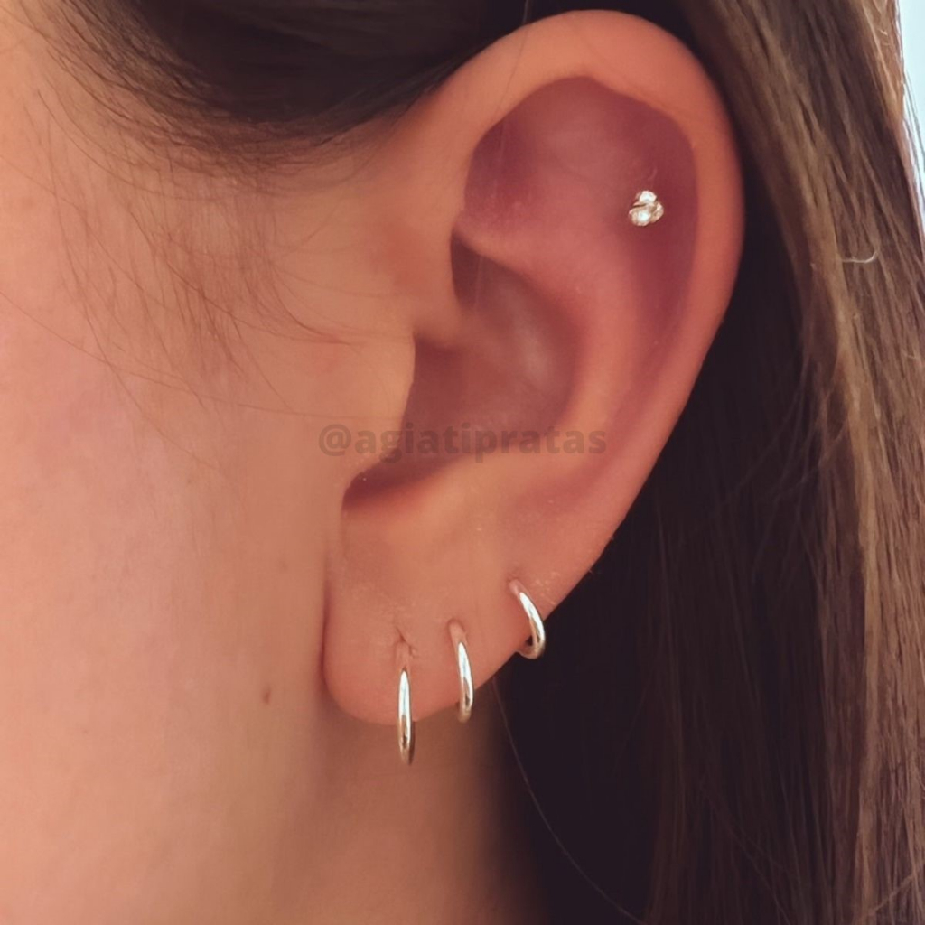 Trio de Brincos de Argola Argolinha Kit com 3 pares ou individual 9mm, 10mm e 12mm em Prata 925 ...