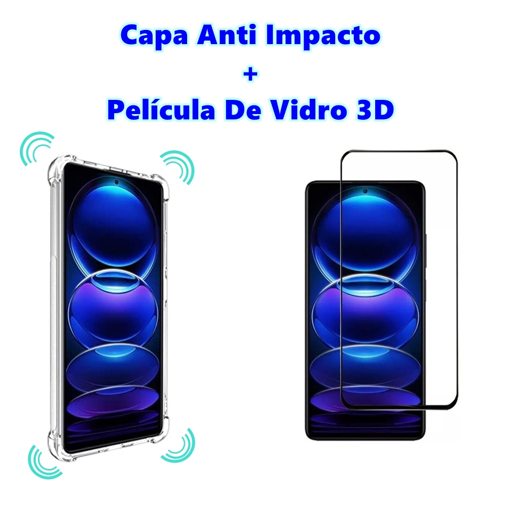 Capa Celular Redmi Note 12 Pro 5g Capinha Anti Impacto + Película De Vidro 3D Para Celular ...