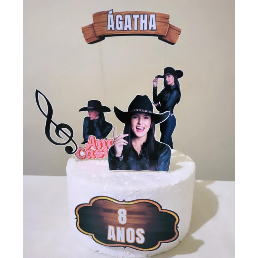Topo Topper de bolo Personalizado Ana Castela Festa Aniversario ...