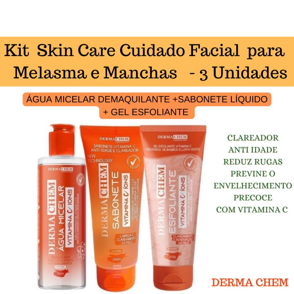 Kit Limpeza Facial Rotina Skin Care Clareador para Peles Mistas e com ...