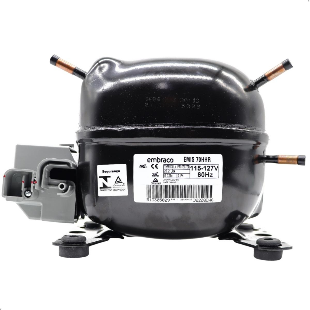 Motor Compressor Embraco Freezer 1/5 hp emis 70hhr Emi70 em2y em70 Her ...