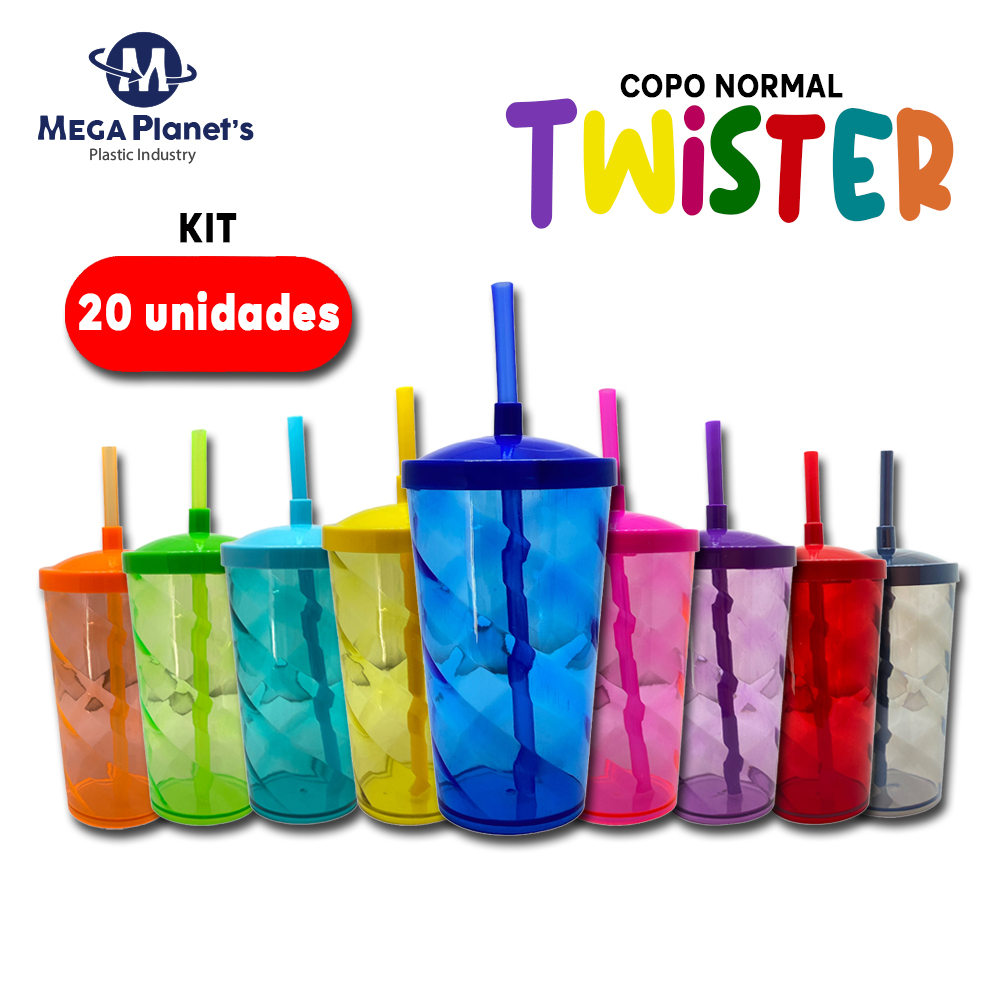 KIT 20 COPOS TWISTER 500ml TAMPA NORMAL | Ideal para Drinks e Festas ...