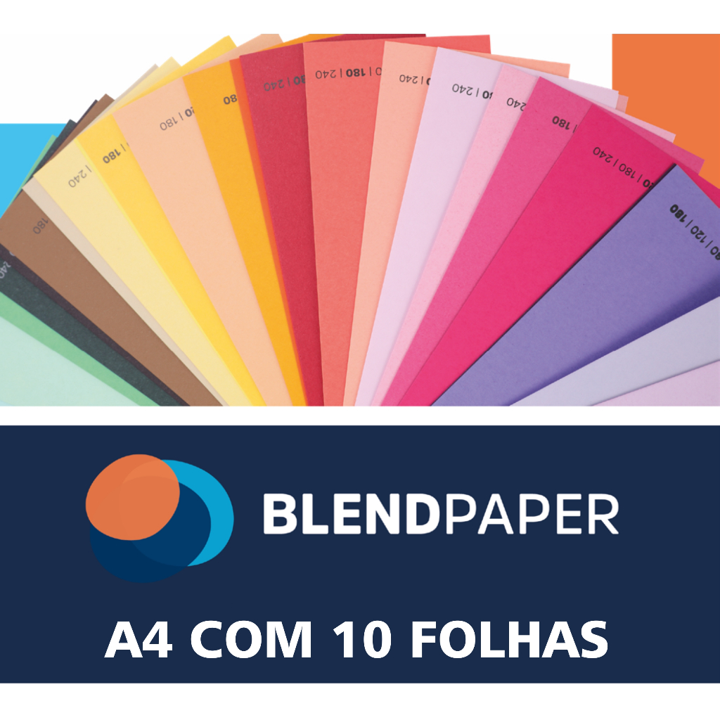 Papel Color Plus 180g A4 Blend Paper com 10 folhas | Shopee Brasil