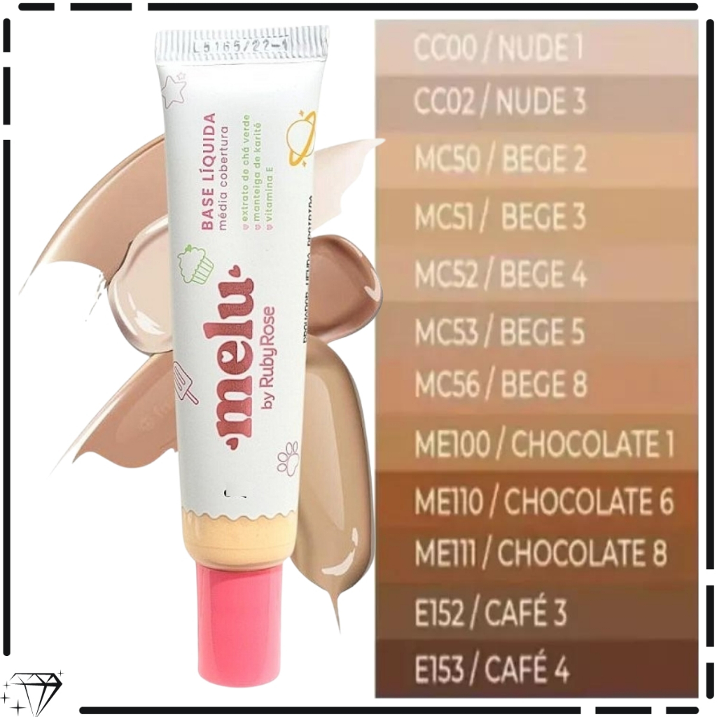 Base Líquida Melu By Ruby Rose Cobertura Média - Cores | Shopee Brasil