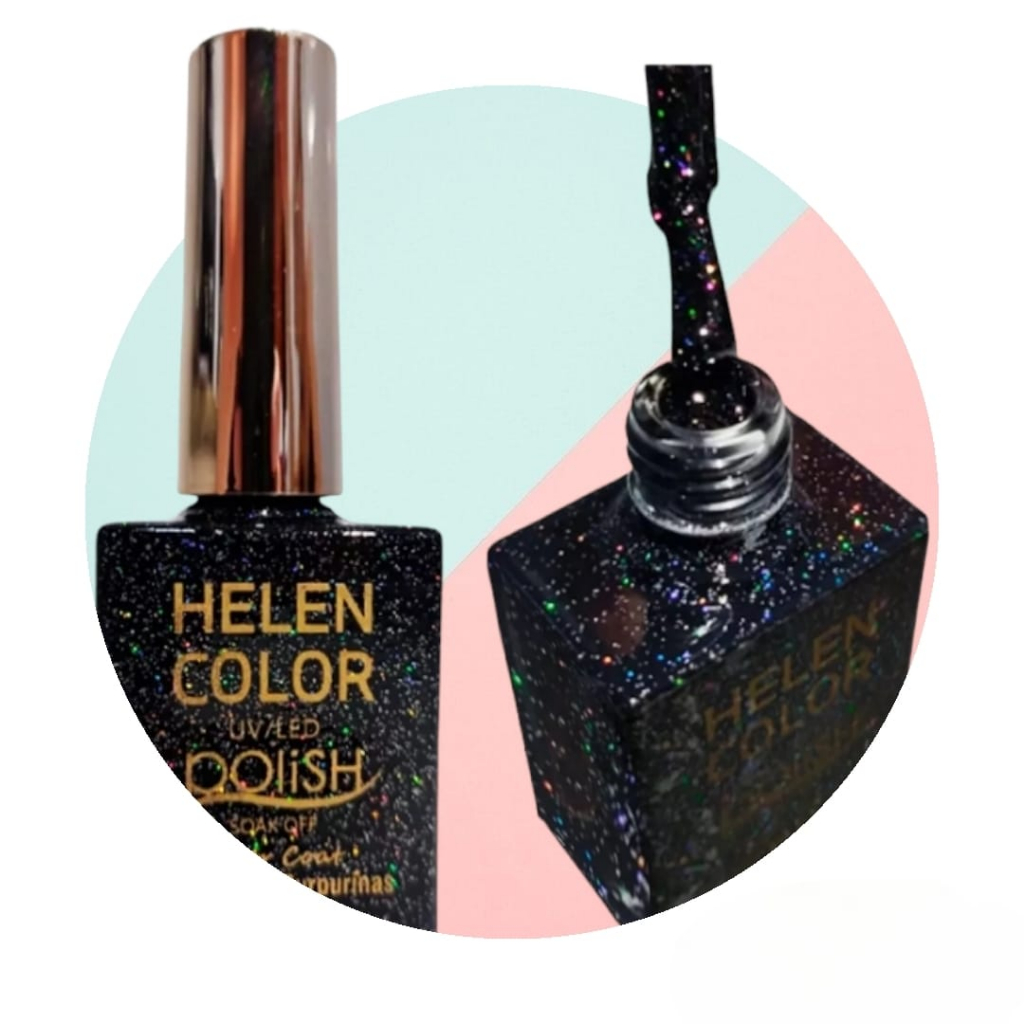 Esmalte Em Gel Helen Color Luxo Preto Brilhante Galáxia 15ml Lançamento ...