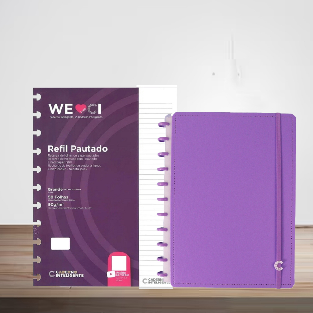 Caderno Inteligente All Purple Grande + Refil Pautado Grande Para ...