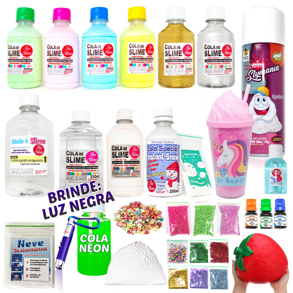 Kit Para Fazer Slime Premium Isa Slime Oficina | Shopee Brasil