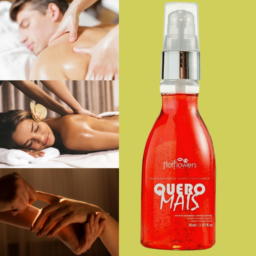 Gel Lubrificante Beijável para Massagem Corporal Quero Mais Uso Unissex 85 ML Hotflowers Kit sex ...