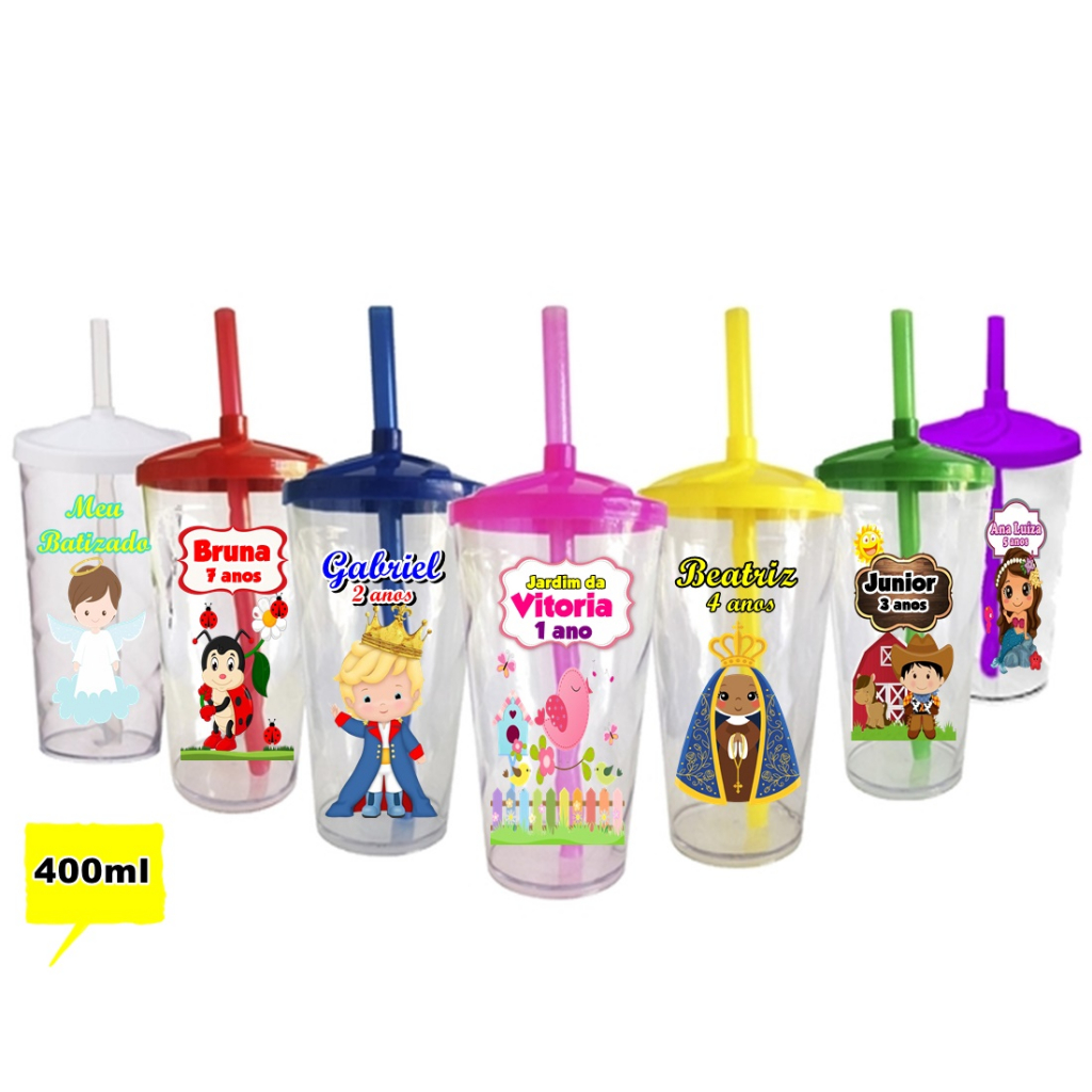 30 Copos Twister Shake Personalizado 400ml C/Tampa e Canudo ...
