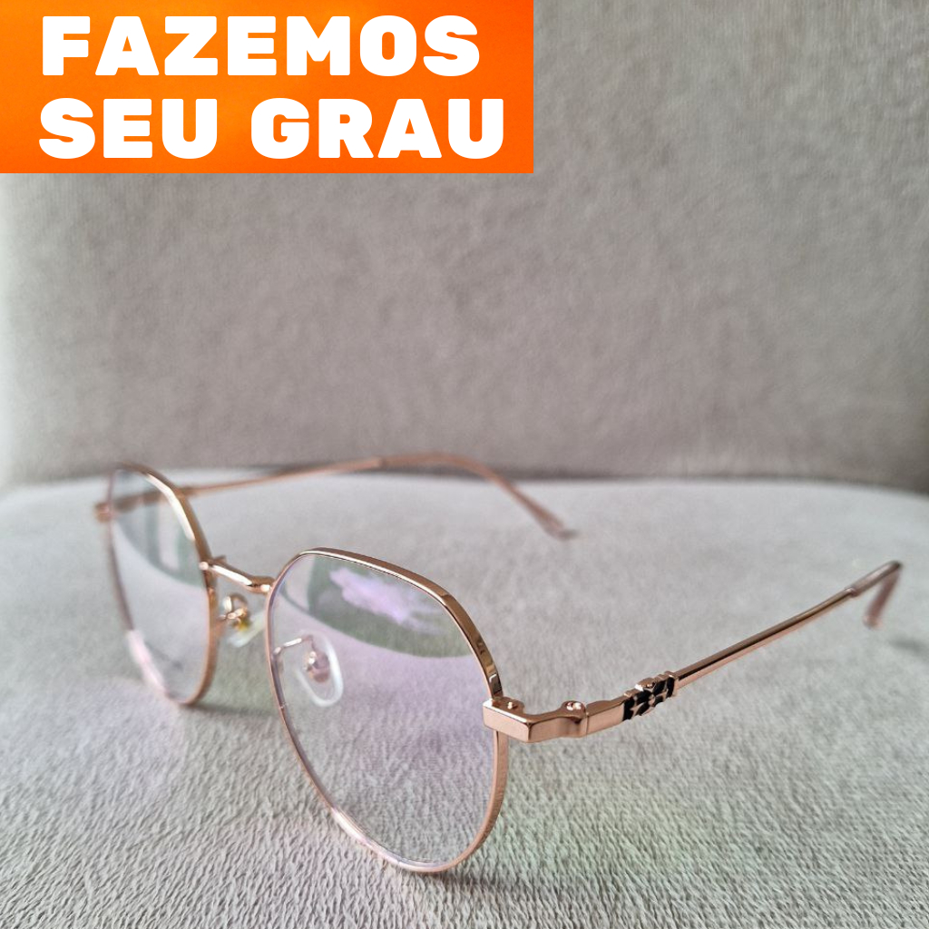 Óculos Armação Hexagonal arredondada feminina para colocar várias cores ...